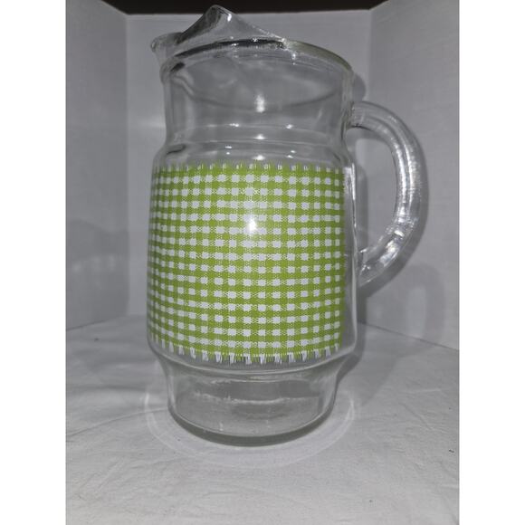 Anchor Hocking | Dining | Vintage Anchor Hocking Green White Gingham ...